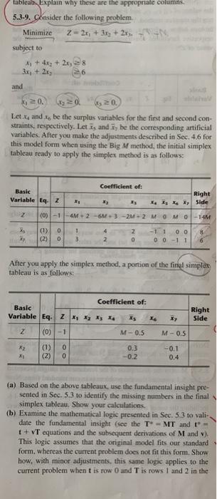 Solved tableat Explain why these are the appropriate columns | Chegg.com