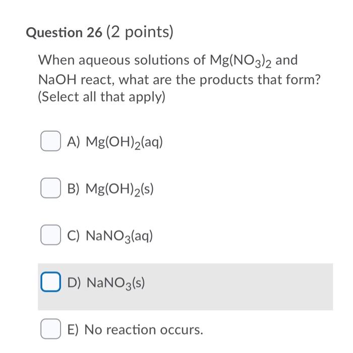 Solved When the reaction Na2SO4(aq) + Ca(NO3)2(aq) is → | Chegg.com