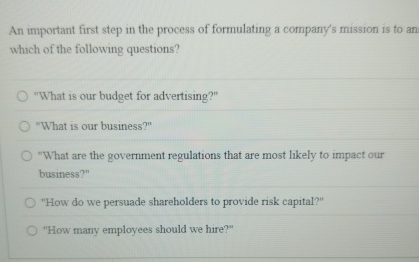 Solved An important first step in the process of formulating | Chegg.com