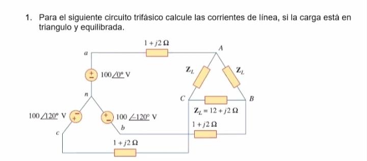 Solved Para el siguiente circuito trifásico calcule las | Chegg.com