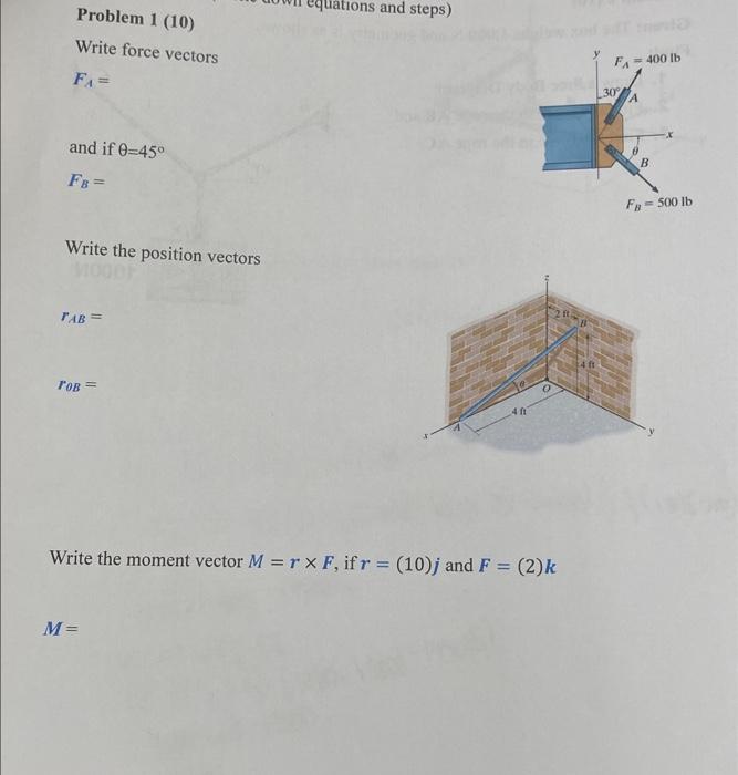 Solved and if θ=45∘ FB= Write the position vectors rAB= rOB= | Chegg.com