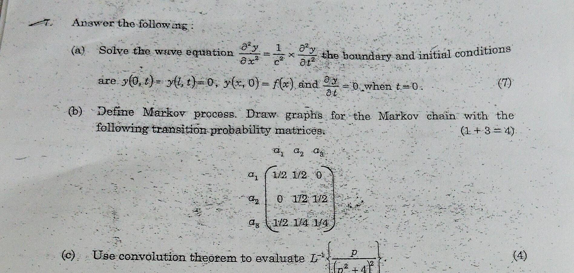 Solved (a) Solve the weve equation ∂x2∂2y=c21×∂t2∂2y the | Chegg.com