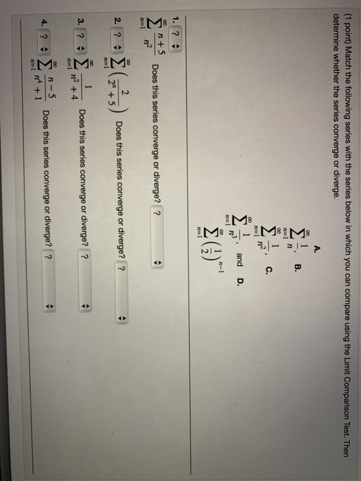 Solved (1 point) Match the following series with the series | Chegg.com