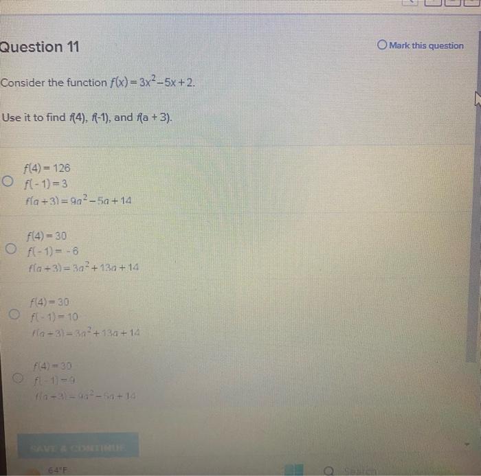 Solved Consider the function f(x)=3x2−5x+2 Use it to find | Chegg.com