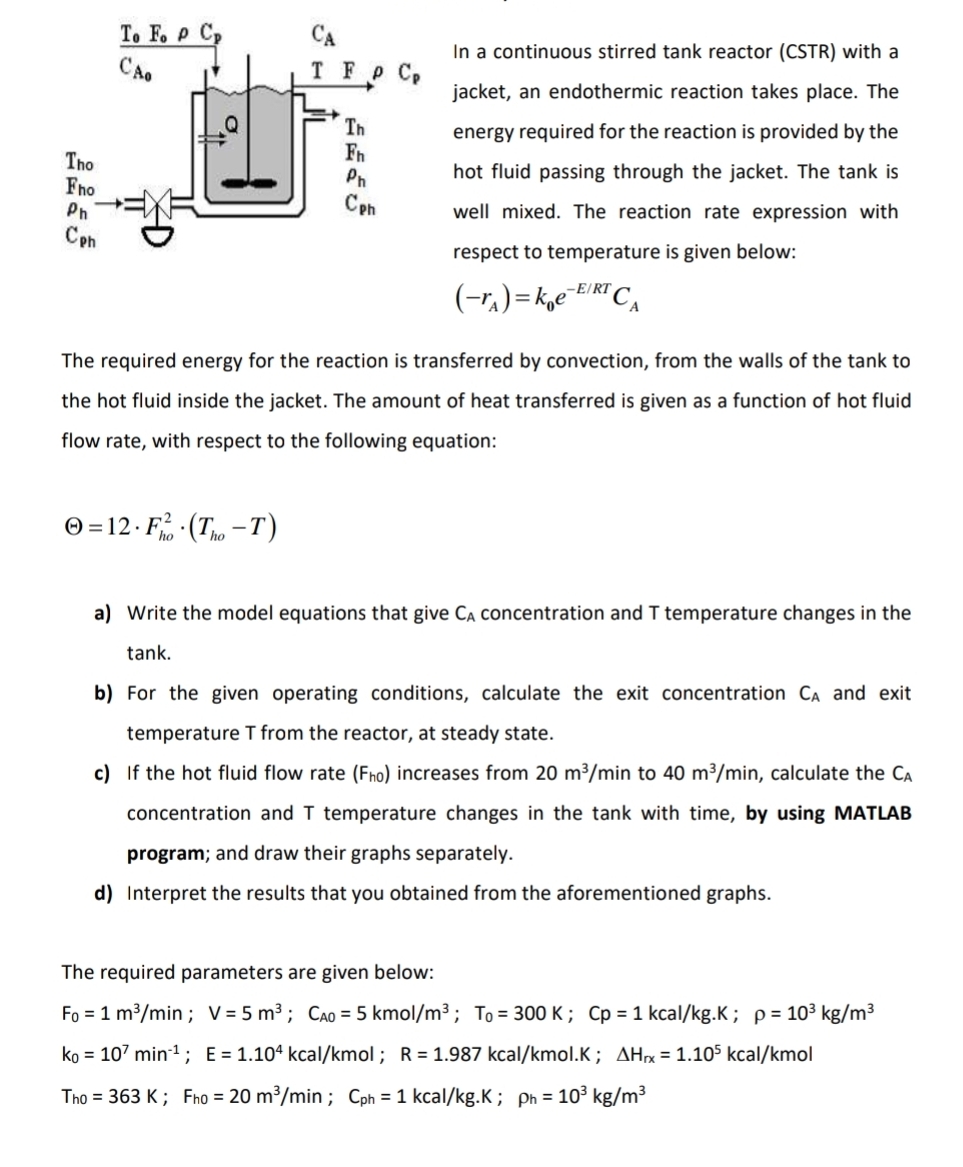 Solved In a continuous stirred tank reactor (CSTR) ﻿with a | Chegg.com