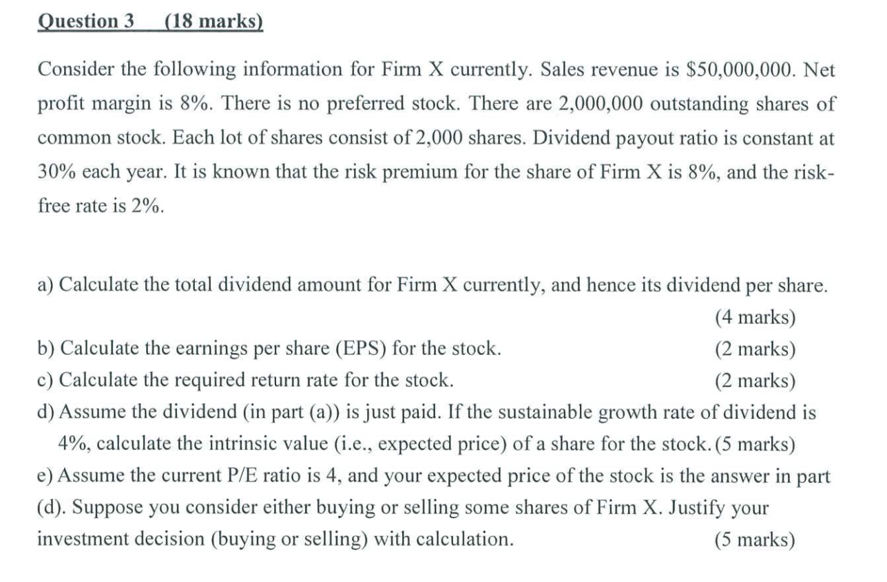 Solved Question 3 (18 ﻿marks)Consider the following | Chegg.com