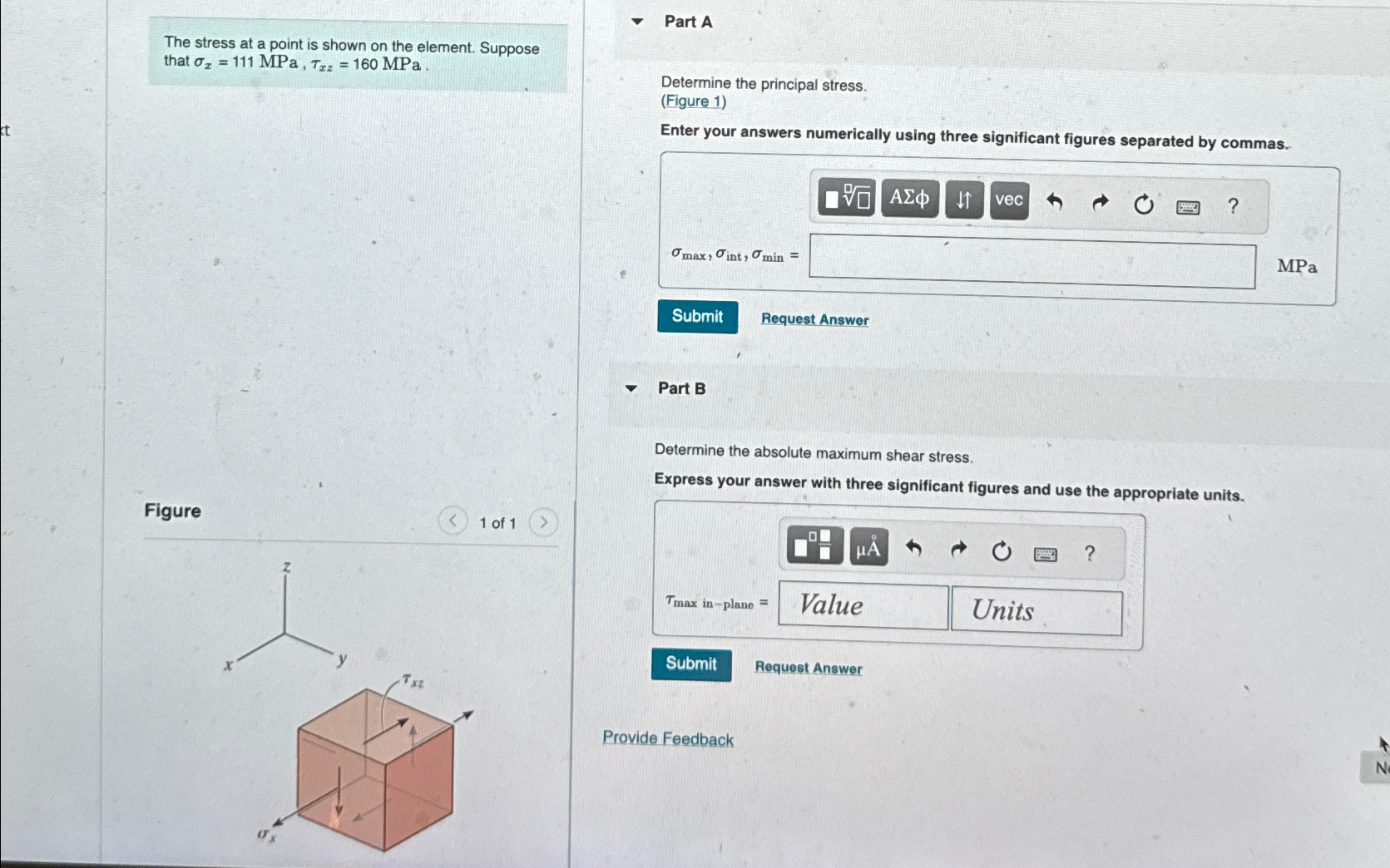 Solved The stress at a point is shown on the element. | Chegg.com