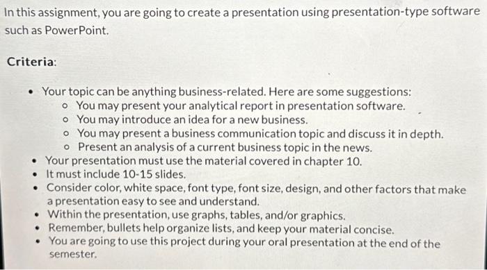 In this assignment, you are going to create a | Chegg.com