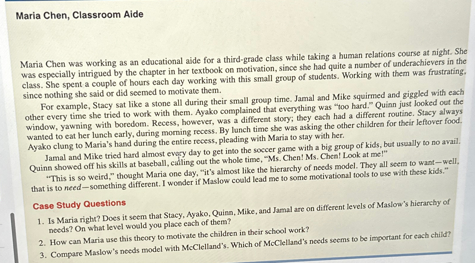 Solved Maria Chen, Classroom AideMaria Chen was working as | Chegg.com