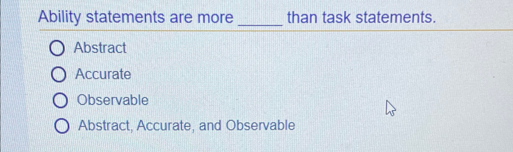 Solved Ability statements are more q, ﻿than task | Chegg.com