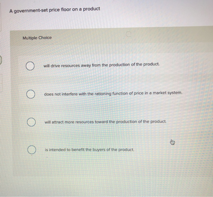Solved A government-set price floor on a product Multiple | Chegg.com