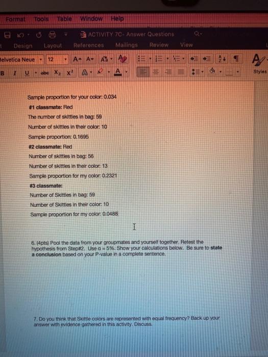 Solved Format Tools Table Window Help ACTIVITY 70 - Answer | Chegg.com