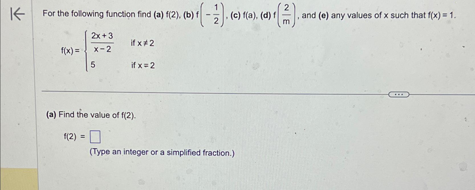 Solved For the following function find | Chegg.com