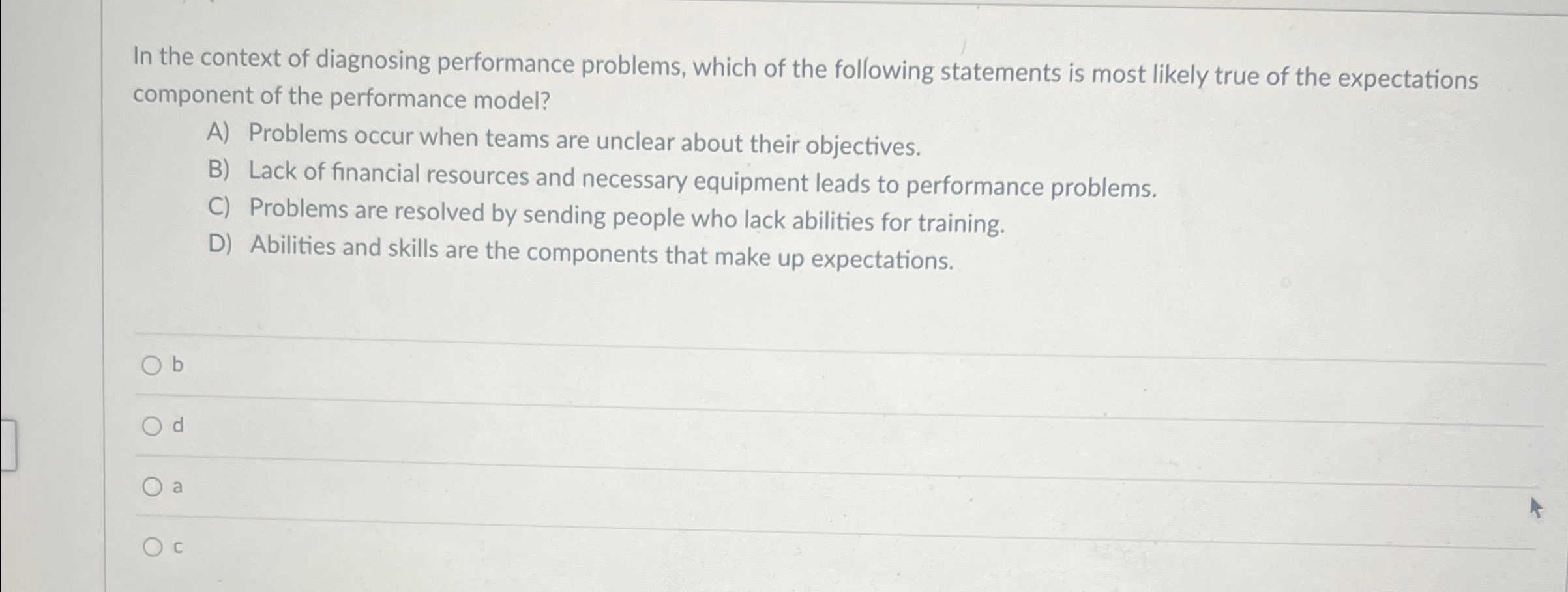 Solved In the context of diagnosing performance problems, | Chegg.com