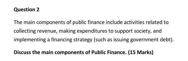 Solved The main components of public finance include | Chegg.com