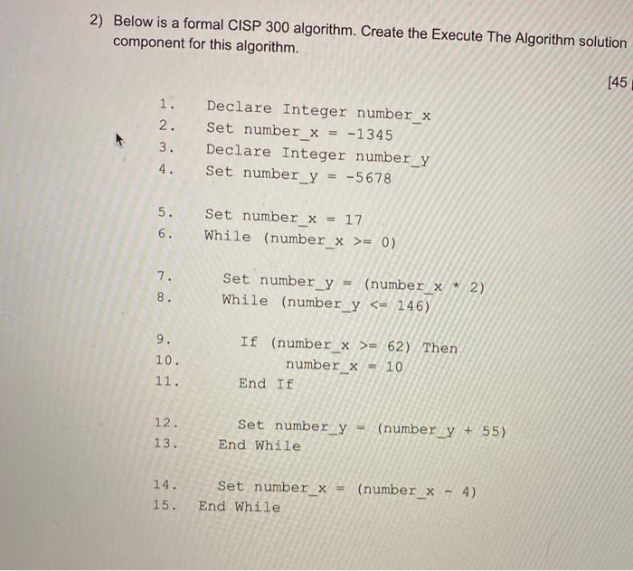 Solved 2) Below is a formal CISP 300 algorithm. Create the | Chegg.com