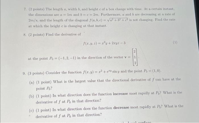 Solved 7. (2 points) The length a, width b, and height c of | Chegg.com