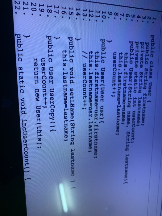 Solved public class User public String firstname; private | Chegg.com