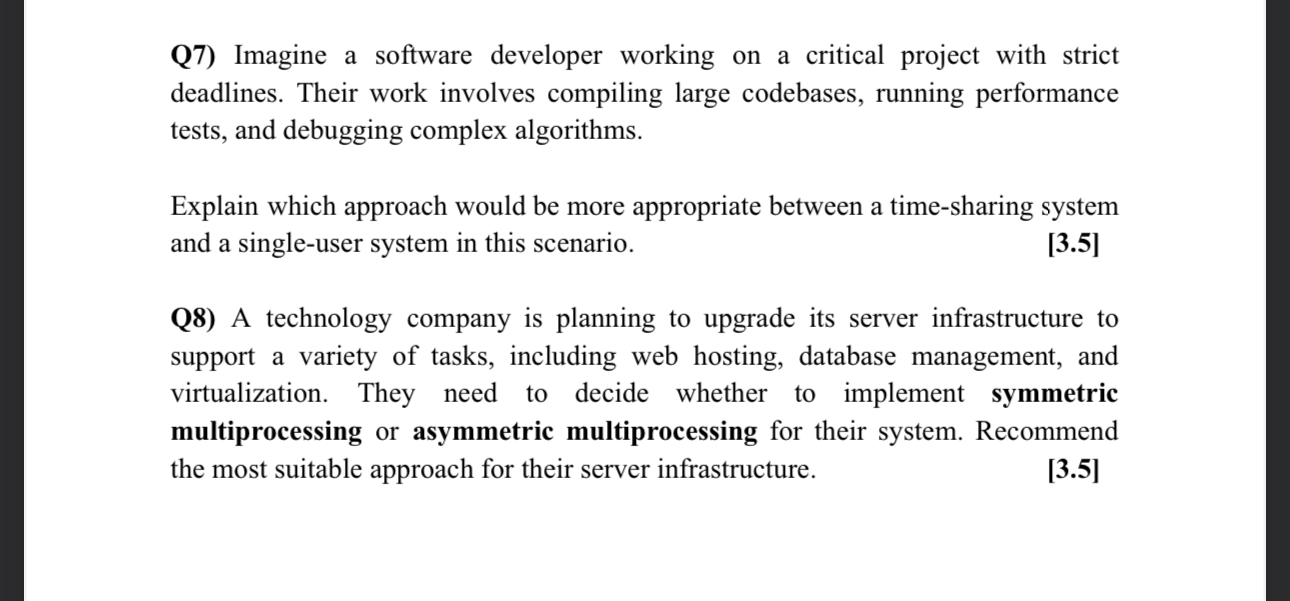 Q7) ﻿Imagine a software developer working on a | Chegg.com
