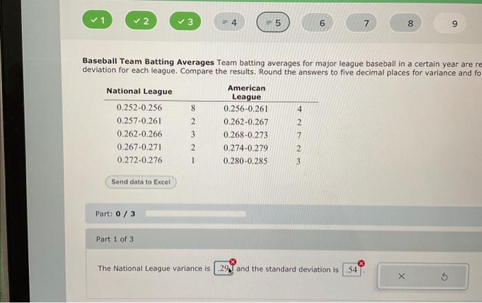 Solved Baseball Team Batting Averages Team batting averages | Chegg.com
