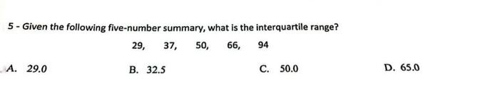 Solved 5- Given the following five-number summary, what is | Chegg.com