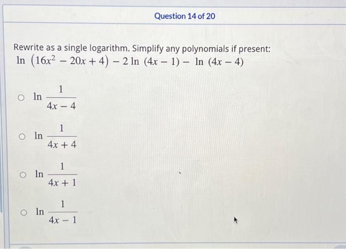 Solved Rewrite as a single logarithm. Simplify any | Chegg.com