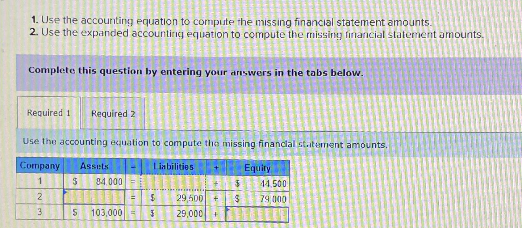 Solved Use the accounting equation to compute the missing | Chegg.com