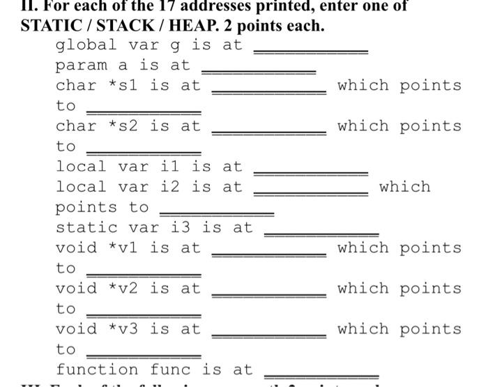 Solved Static Stack Heap 2 Points Each Global Var G Is
