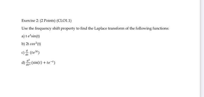 Solved Exercise 2: (2 Points) (CLO1.1) Use the frequency | Chegg.com