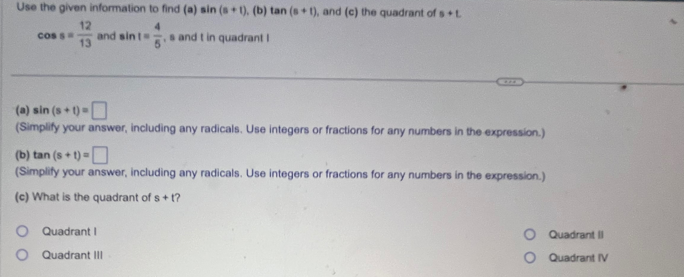 Solved Use the given information to find | Chegg.com