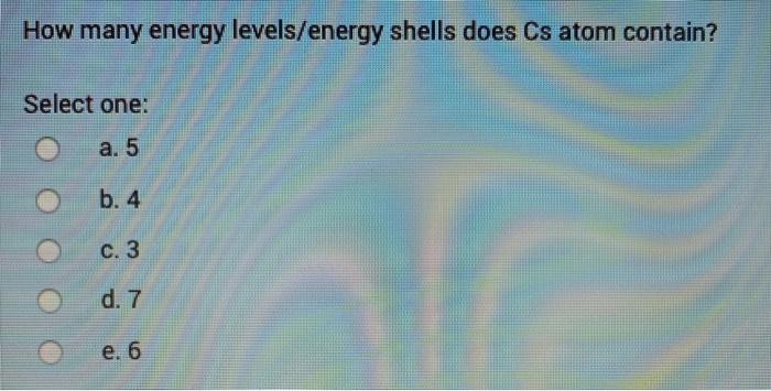 Solved How many energy levels/energy shells does Cs atom | Chegg.com