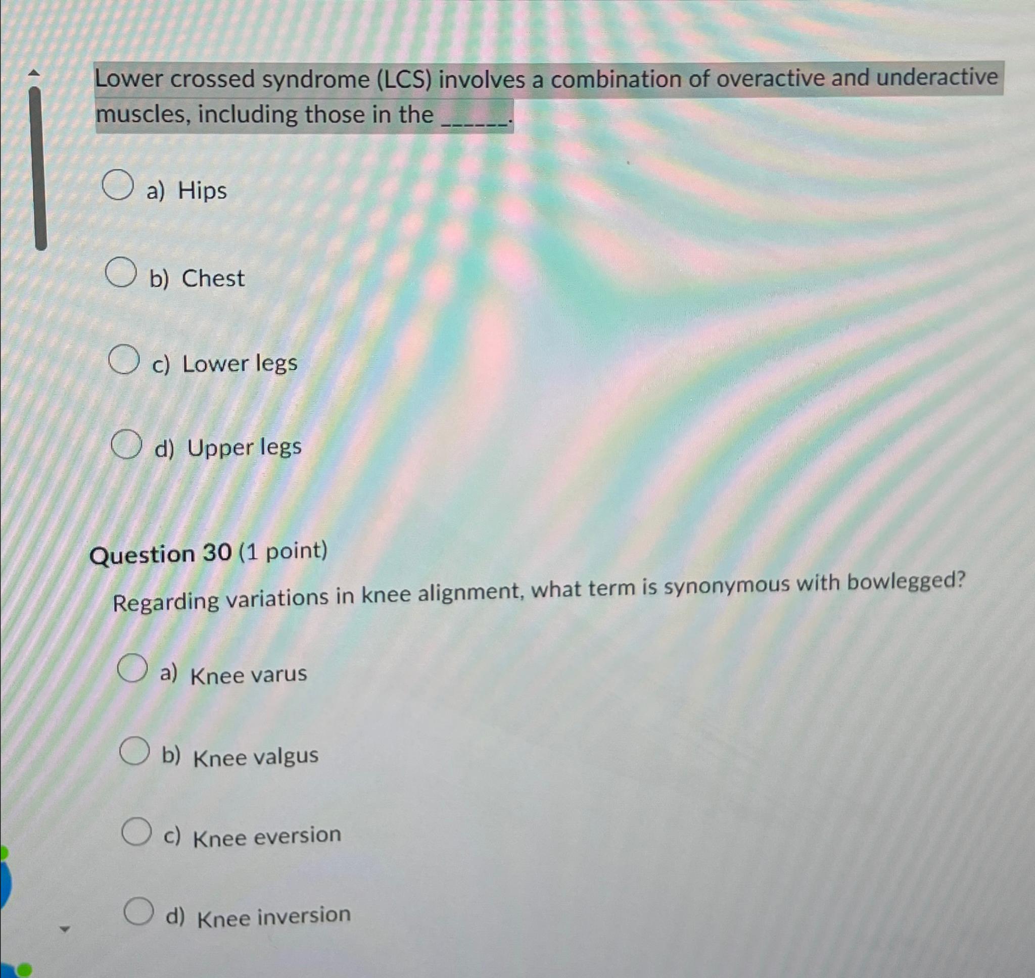 Solved Lower crossed syndrome (LCS) ﻿involves a combination | Chegg.com