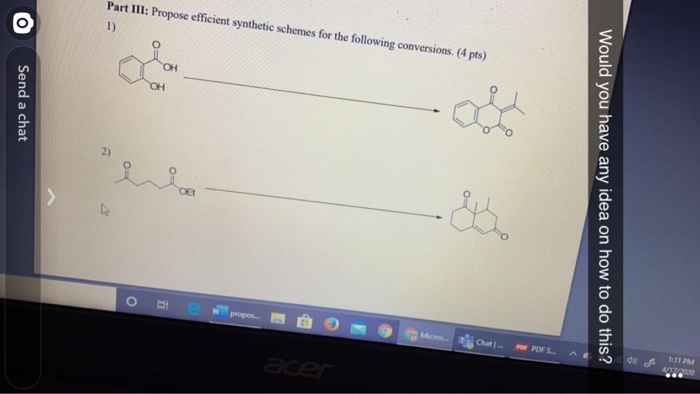 Solved Part III: Propose efficient synthetic schemes for the | Chegg.com