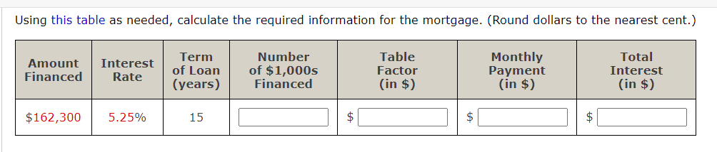Solved Using this table as needed, calculate the required | Chegg.com