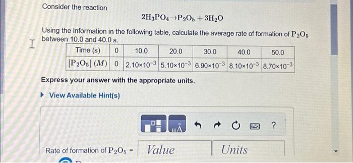 Solved H Consider the reaction 2H3PO4 P2O5 + 3H₂O Using the | Chegg.com