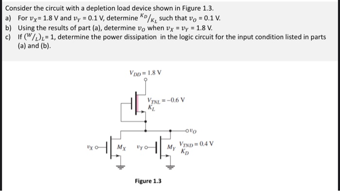 Solved Consider the circuit with a depletion load device | Chegg.com