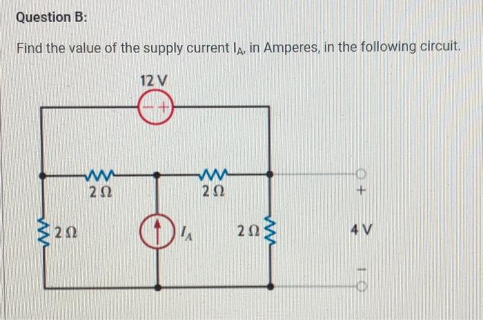 Solved Find the value of the supply current IA, in Amperes, | Chegg.com