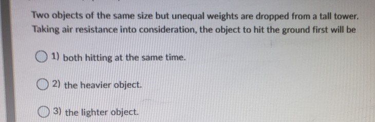 Solved Two objects of the same size but unequal weights are | Chegg.com