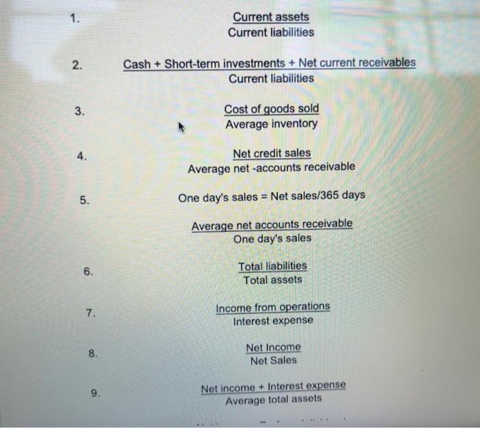 Solved 1. Current assets Current liabilities 2. Cash + | Chegg.com