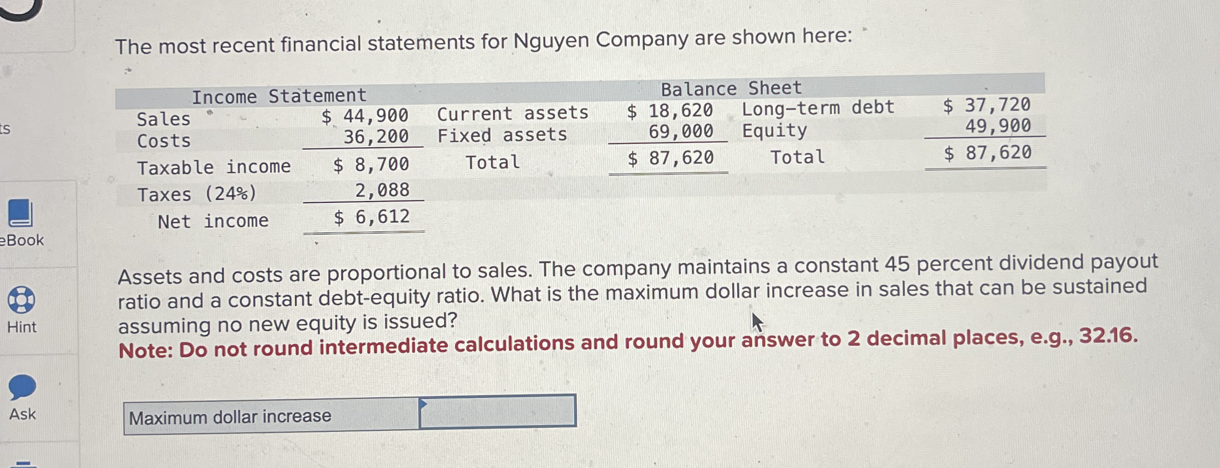 Solved The most recent financial statements for Nguyen | Chegg.com