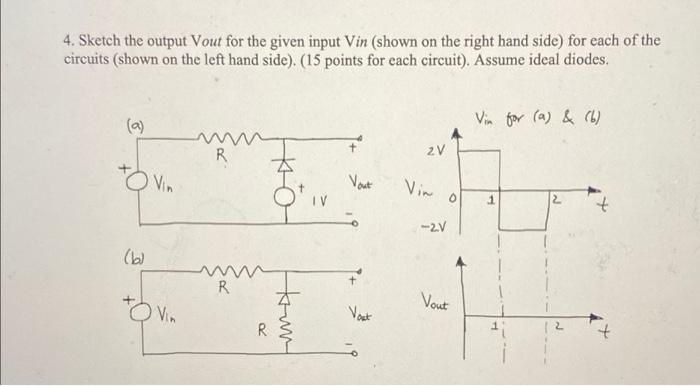 Solved 4. Sketch the output Vout for the given input Vin | Chegg.com