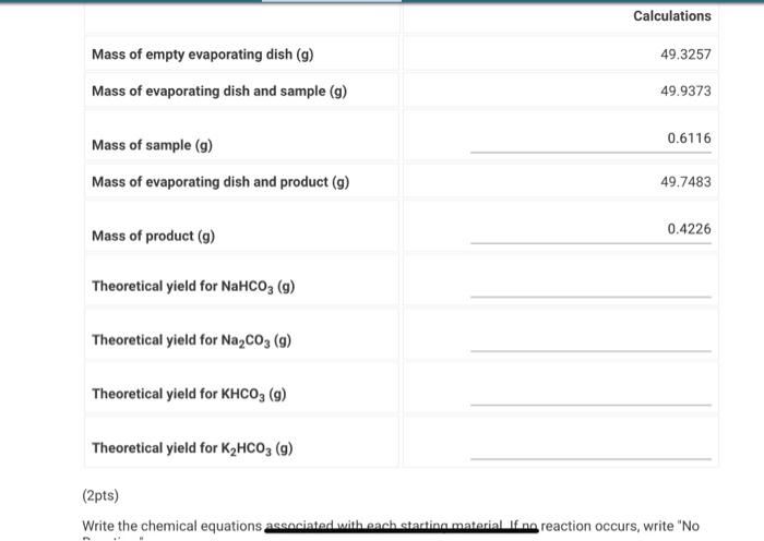Solved Need help finding the theoretical yield for the | Chegg.com