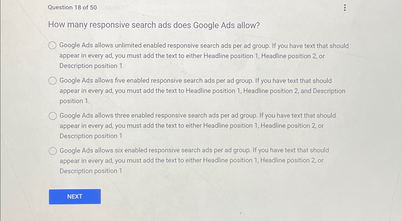 Solved Question 18 ﻿of 50How many responsive search ads does | Chegg.com