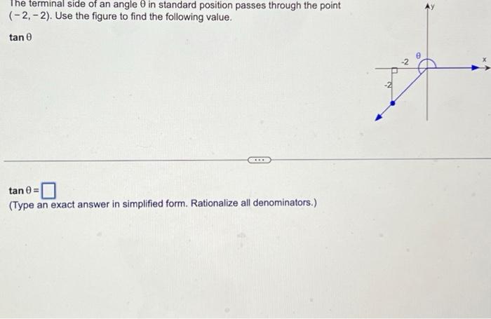 Solved The terminal side of an angle 0 in standard position | Chegg.com