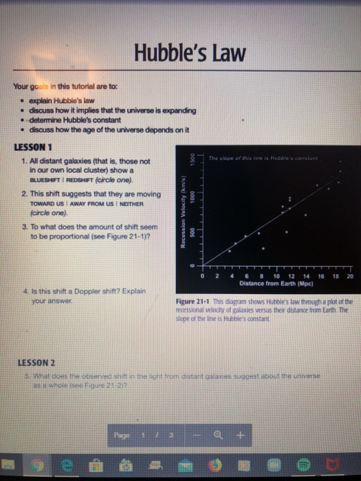 Solved Hubble's Law Your goals in this tutorial are to: • | Chegg.com