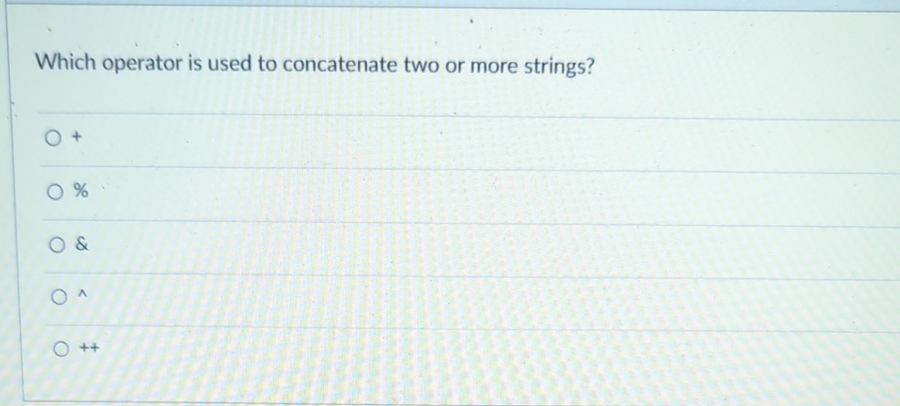 Solved Which operator is used to concatenate two or more | Chegg.com