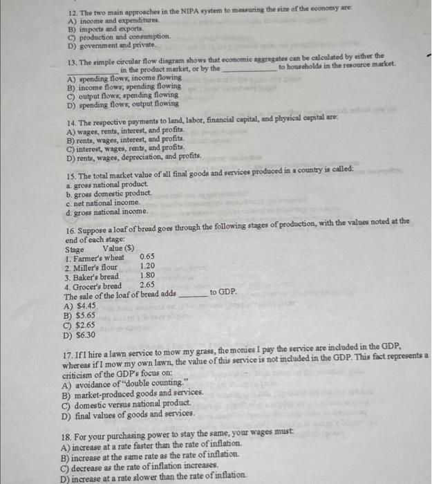Solved 12. The two main approaches in the NIPA system to | Chegg.com