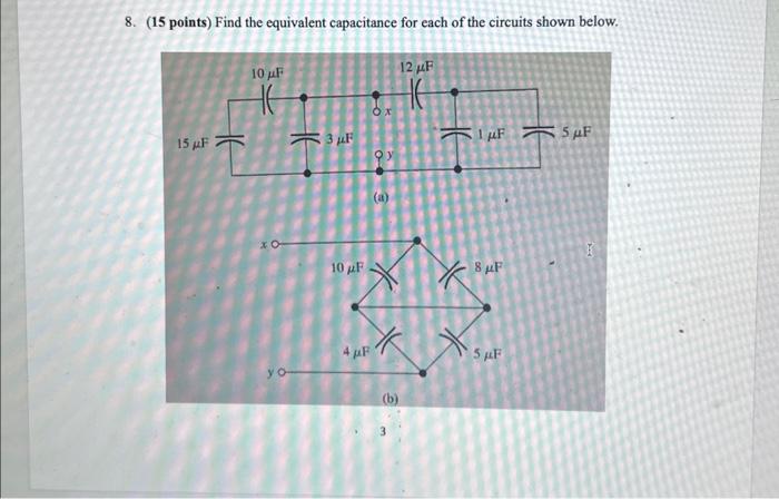 Solved 8. (15 points) Find the equivalent capacitance for | Chegg.com