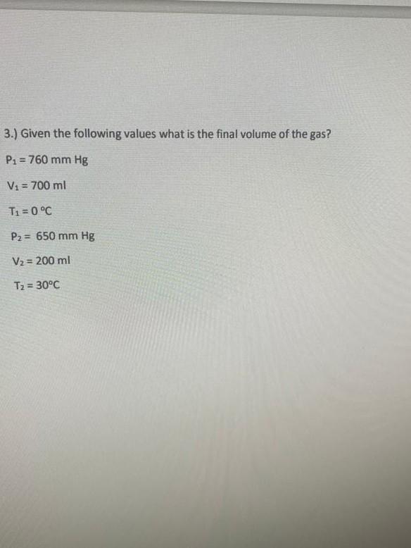 Solved 3.) Given the following values what is the final | Chegg.com