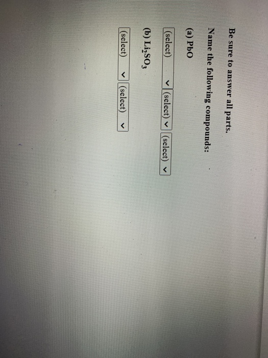 Solved Be sure to answer all parts. Name the following | Chegg.com